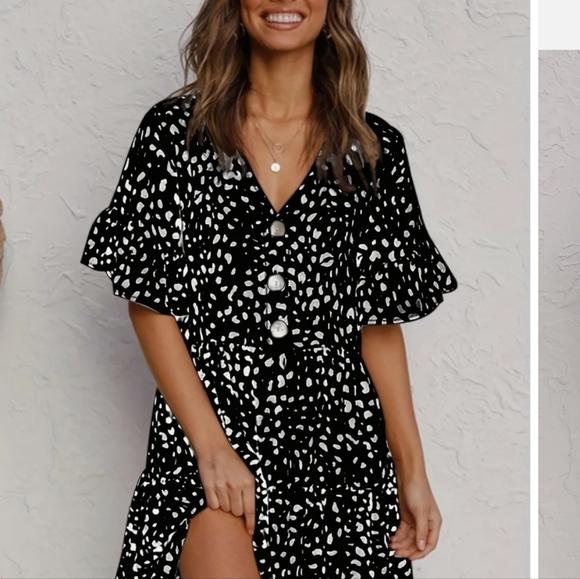 Curtsy | Dresses | Curtsy Womens Leopard Print Vneck Ruffle Dress ...